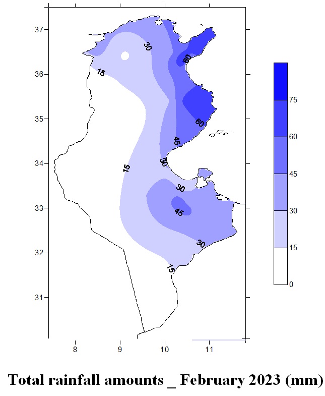 Climatological Report for the month of February 2023 in Tunisia
