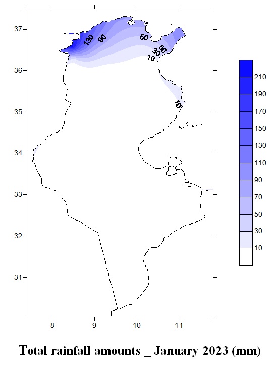 Climatological Report for the month of January 2023 in Tunisia
