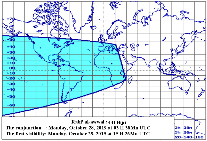 Lunar crescent visibility of Rabi’s al-awwal 1441 Hijri